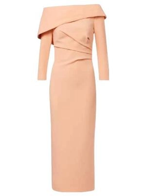 SAFIYAA LONDON Off-the-shoulder Midi Dress - Nude