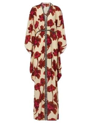 Johanna Ortiz Embellished Silk Maxi Dress - Nude