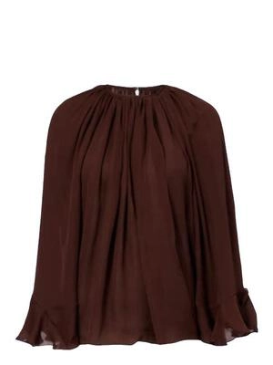 Johanna Ortiz Silk Georgette Ruffled Blouse - Brown