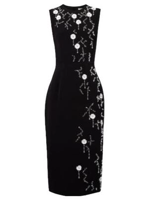 EMILIA WICKSTEAD Cappia Embellished Midi Dress - Black