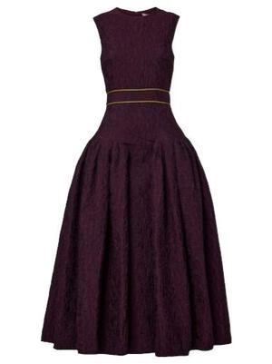 ROKSANDA Aya Smocked Cloque Midi Dress - Black