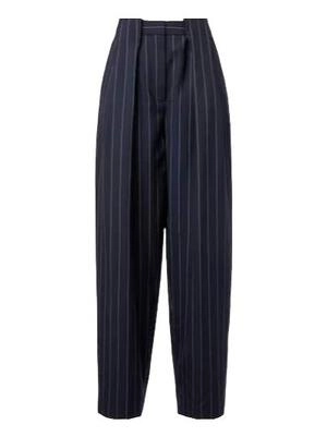 Stella McCartney Pinstriped Wool Tapered Pants - Black