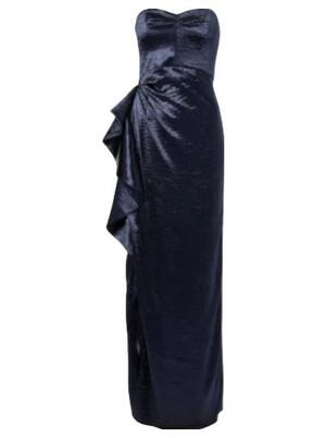 SAFIYAA LONDON Draped Crushed Satin Gown - Black