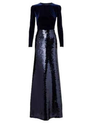 Monique Lhuillier Sequined Velvet Gown - Black