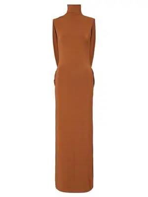 Nina Ricci Nina Ricci High-Neck Jersey Maxi Dress Brown