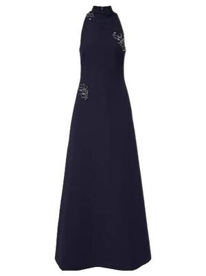 SAFIYAA LONDON Priscilla Embellished Crepe Gown - Black