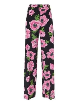 Stella McCartney Poppy Floral Silk Trousers - Black