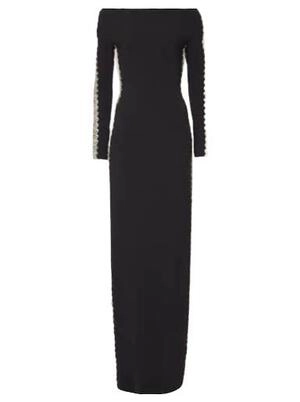 Jenny Packham Embellished Crepe Maxi Dress - Black