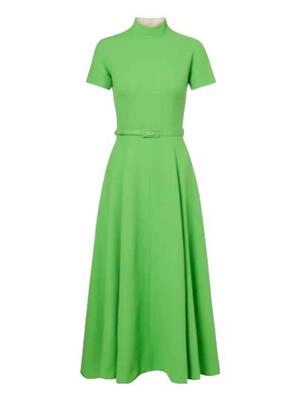 EMILIA WICKSTEAD Camilla Belted Wool Midi Dress - Green
