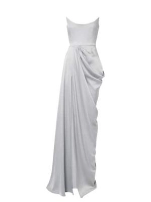 Alex Perry Off-the-shoulder Draped Bustier Gown - Gray