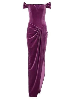 Alex Perry Asymmetrical Velvet Bustier Gown - Red