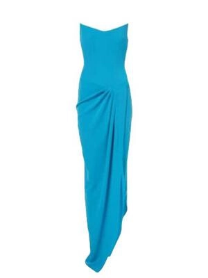 Alex Perry Draped Crepe Corset Gown - Blue