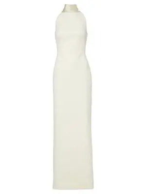 SAFIYAA LONDON Holliana Satin-trimmed Crepe Gown - White
