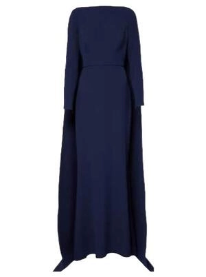 SAFIYAA LONDON Ginevra Cape Effect Crepe Gown - Black