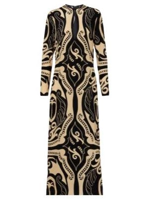 Johanna Ortiz Printed Silk Maxi Dress With Side Slit - Black