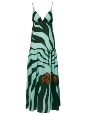 Johanna Ortiz Johanna Ortiz Zea Palm Cotton Poplin Maxi Dress Green