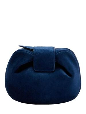 Gabriela Hearst Soft Demi Mini Suede Clutch With Chain Strap - Blue