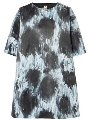 Marni Brushstroke" Print Duchesse Satin Mini Dress - Gray