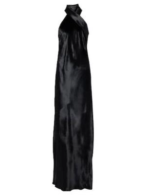 Galvan Satin Halterneck Gown - Black