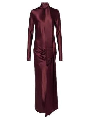 Galvan Emilie Tie-neck Satin Maxi Dress - Brown