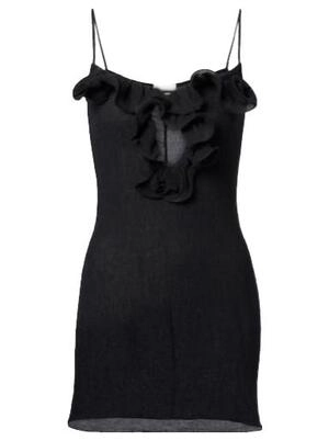 Magda Butrym Ruffled Sheer Mini Dress - Black