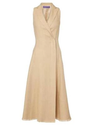 Ralph Lauren Ralph Lauren Collection Silk And Linen Double-Breasted Midi Dress Nude