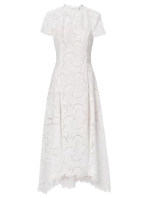 Oscar De La Renta Guipure Lace Midi Dress - White