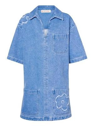 Marni Patch-appliqué Denim Mini Dress - Blue