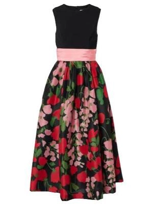 Carolina Herrera Sleeveless Floral Print Midi Dress - Black