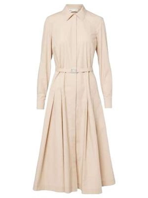 Tory Burch Pleated Cotton-blend Shirt Dress - Nude