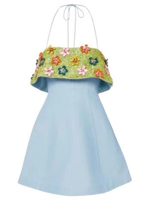 ALEMAIS Alémais Yasmine Embellished Mini Dress - Blue