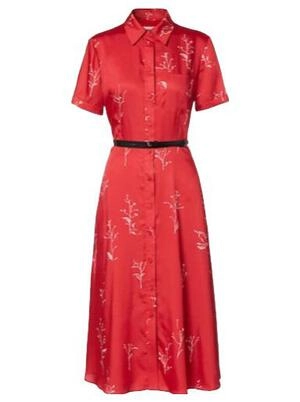 Altuzarra Kiera Printed Silk Midi Shirt Dress - Red