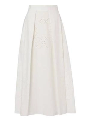 Elie Saab Embroidered Cotton Midi Skirt - White