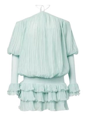 Blumarine Off-the-shoulder Silk Chiffon Minidress - Green