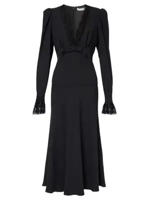 Alessandra Rich Lace-trimmed Satin Midi Dress - Black