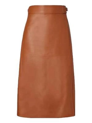 Ralph Lauren Jacqueline Leather Midi Skirt - Brown