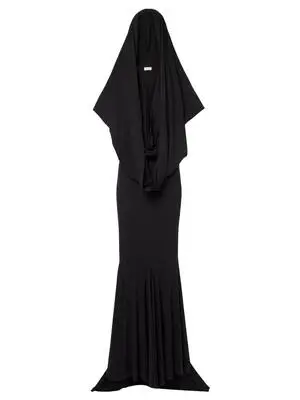 Magda Butrym Hooded Silk-blend Jersey Maxi Dress - Black