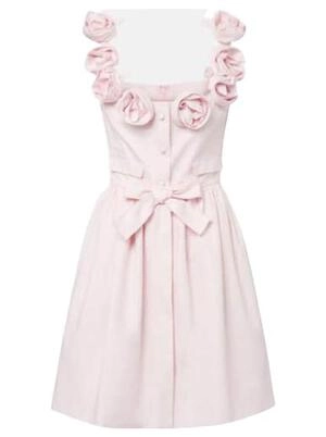 Giambattista Valli Floral Appliqué Cotton Mini Dress - Pink