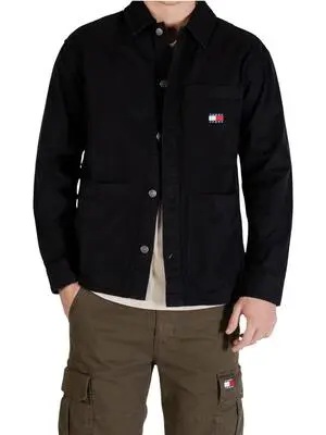 Tommy Hilfiger Long Sleeve Chore Jacket With Embroidered Logo - Black