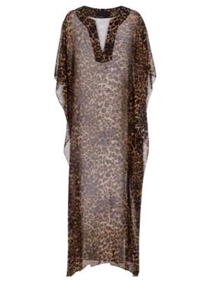 NILI LOTAN Leopard Print Maxi Kaftan - Gray