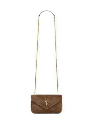 Saint Laurent Flap Shoulder Bag With Suede And Chain Strap - Brown