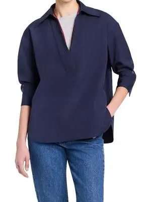 TWP Long Sleeve Johnny Collar Top - Midnight