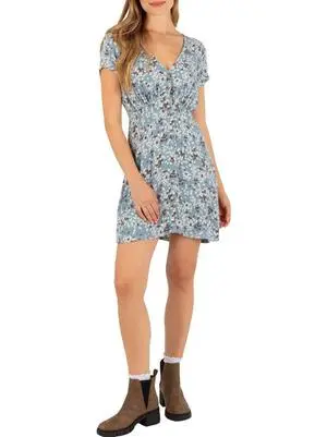 Hurley Ditsy Floral Print V-neck Mini Dress - Sailing