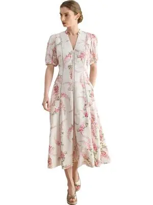 HOBBS LONDON Matilda Floral Midi Dress - Ivorymulti