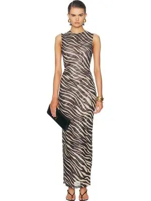 Ronny Kobo Mesh Jersey Maxi Dress - Zebra