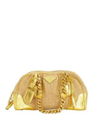 Prada Paglia & Cinghiale Handbag In Metallic Gold - Neutral