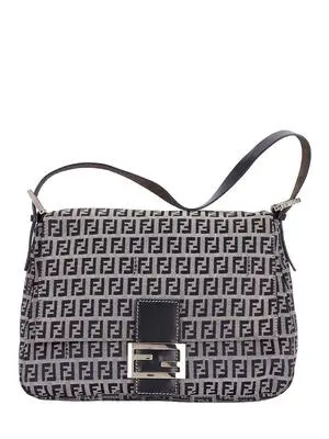 Fendi Zucchino Mama Baguette Shoulder Bag - Blue