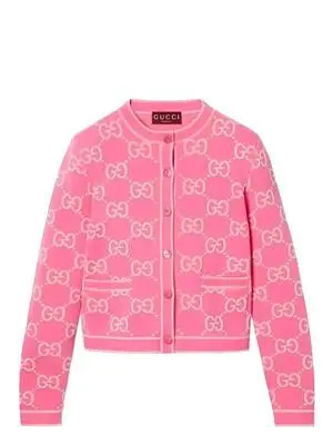 Gucci Gg Cotton Jacquard Cardigan - Pink