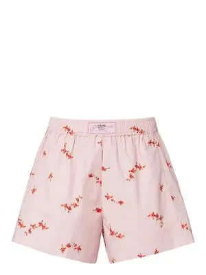 GANNI Floral Cotton-blend Poplin Shorts - Pink