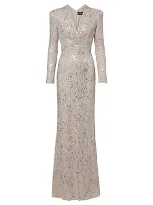 Jenny Packham Arizona Embellished Gown - Silver
